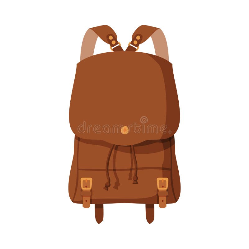 Brown Backpack for Schoolchildren or Students, Front View of Travel Bag ...
