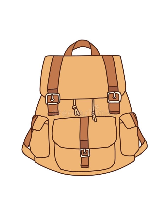 Brown Backpack Vector Illustration on White Background Stock Illustration - Illustration of ...