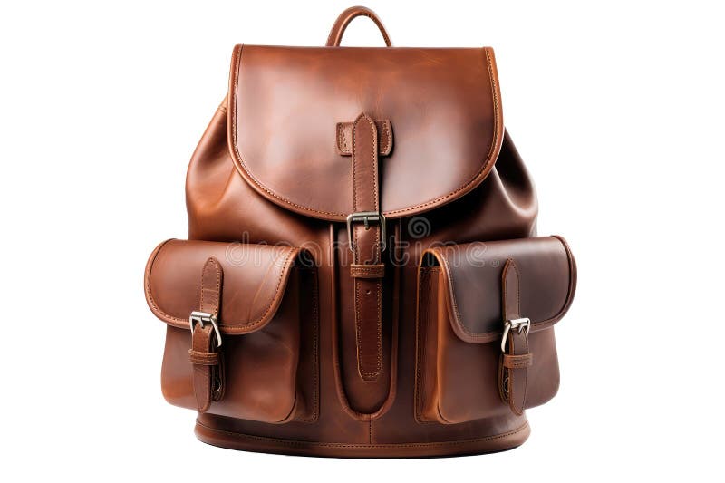 Brown Backpack on White Background Stock Illustration - Illustration of ...