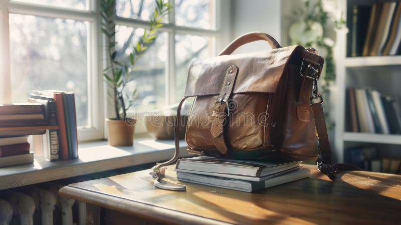 A Brown Bag Sitting on Top of a Stack of Books. Ideal for Educational ...