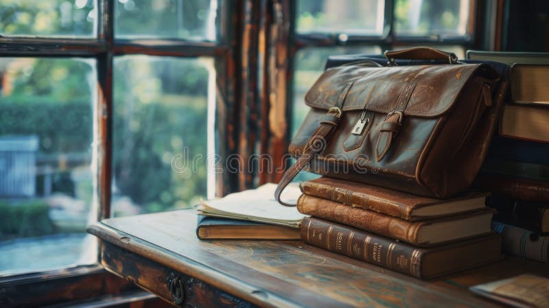 A Brown Bag Sitting on Top of a Stack of Books. Perfect for Educational ...