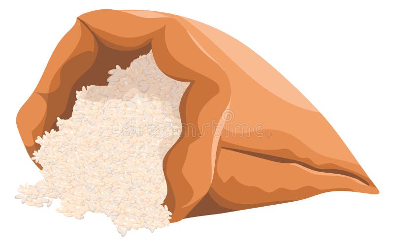 Rice Sack, Linen, Burlap, Brown, Isolated on White. Vector Illustration ...
