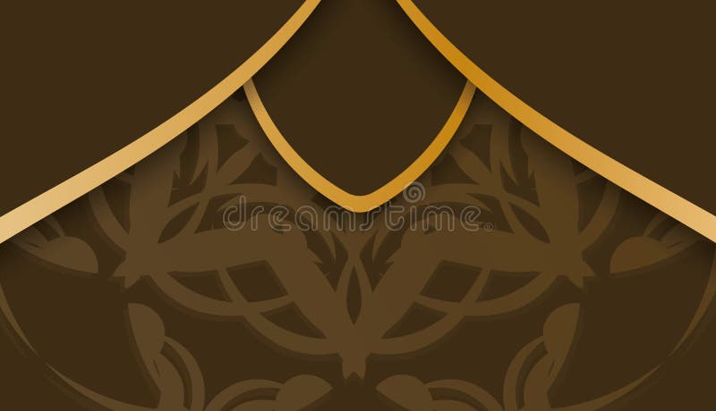 Brown Banner Template with Abstract Gold Ornament for Design Under the ...