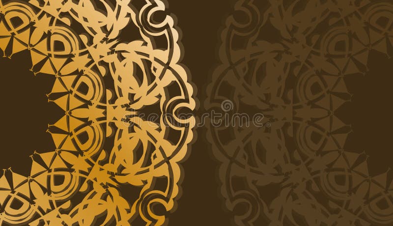 Brown Banner Template with Vintage Gold Pattern and Place Under Your ...
