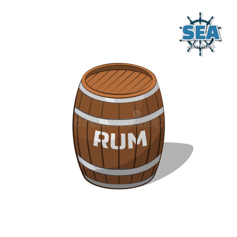 Brown Barrel of Rum on White Background. Image in Cartoon Style Stock ...