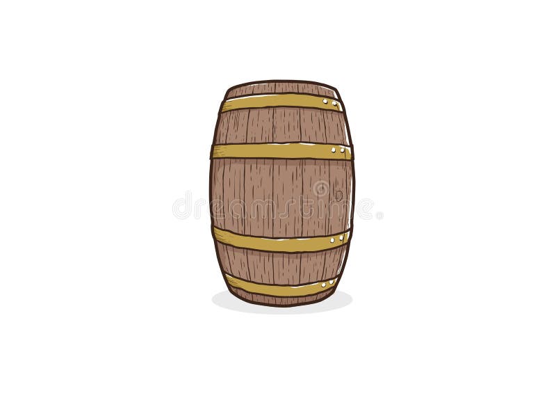 Brown Barrel of Rum on White Background. Image in Cartoon Style Stock ...