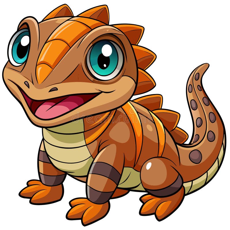 Brown Basilisk Lizard Learns Vector Kawaii Stock Vector - Illustration ...