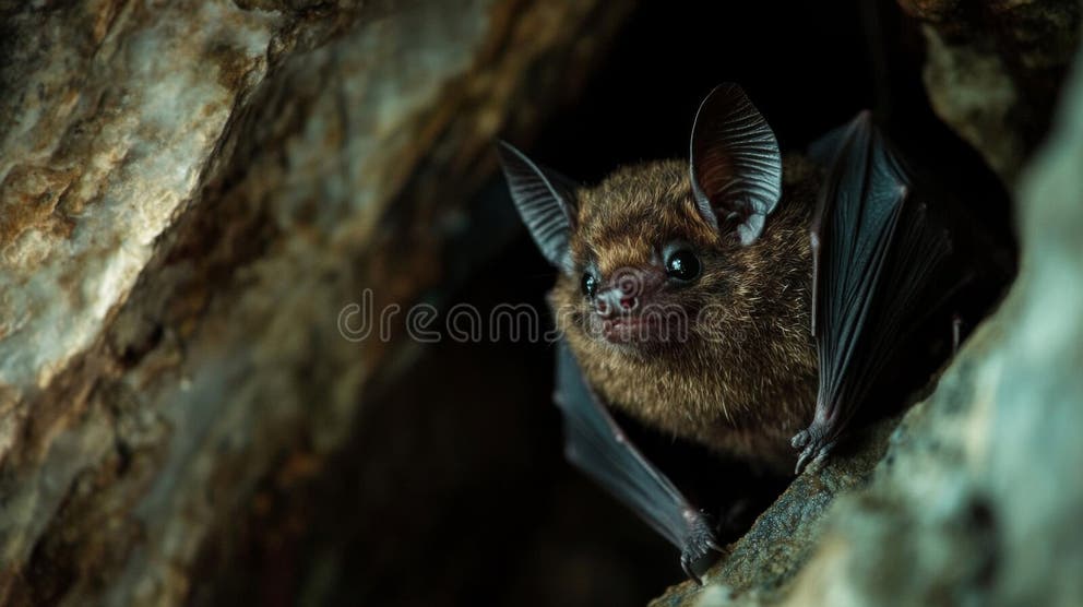 Brown Bat in Dark Cave Crevice Stock Illustration - Illustration of ...