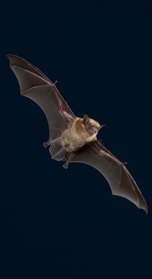 Brown Bat in Flight Against Dark Background Stock Illustration ...