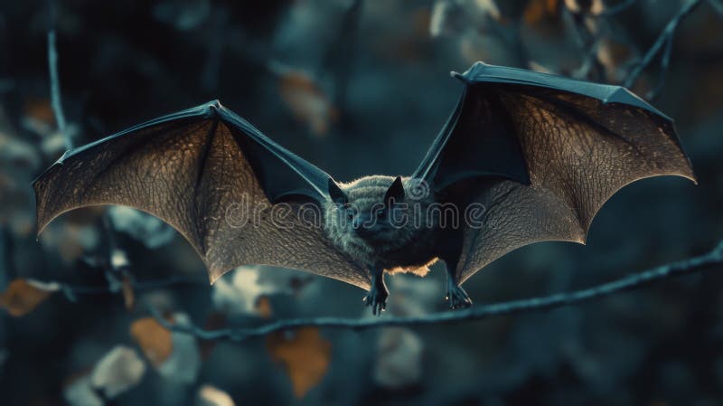 Brown Bat in Flight at Dusk Stock Illustration - Illustration of ...