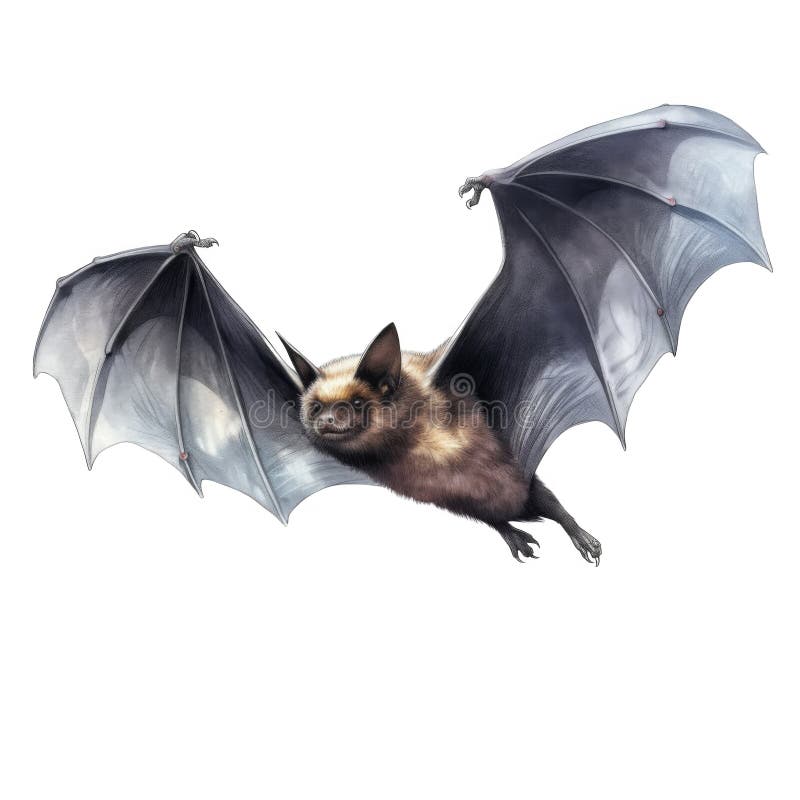 A Brown Bat in Flight with Spread Wings Stock Photo - Illustration of ...