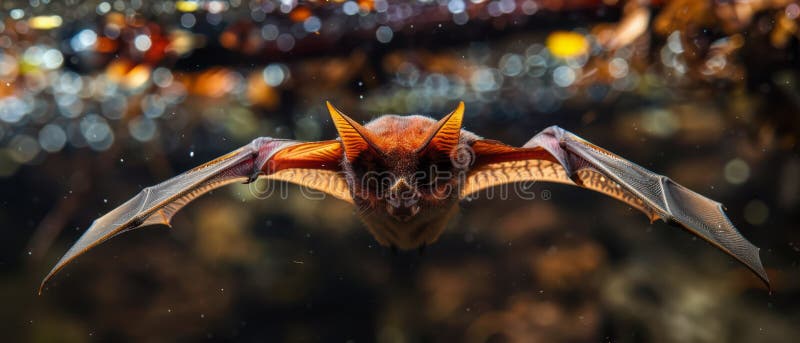 Brown Bat Flying through a Blurred Background Stock Photo - Image of ...