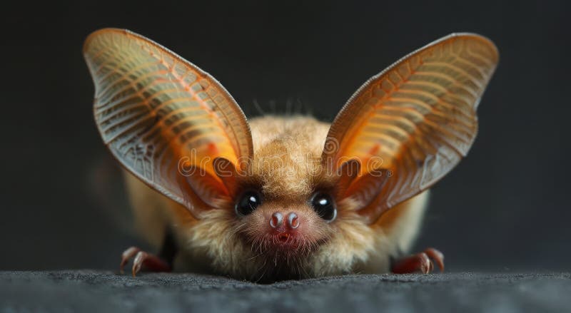 Brown Bat with Large Ears Perched on Rocks Stock Image - Image of ...