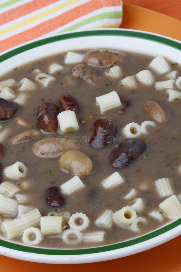 Brown Beans Soup with Macaroni Stock Photo - Image of national ...