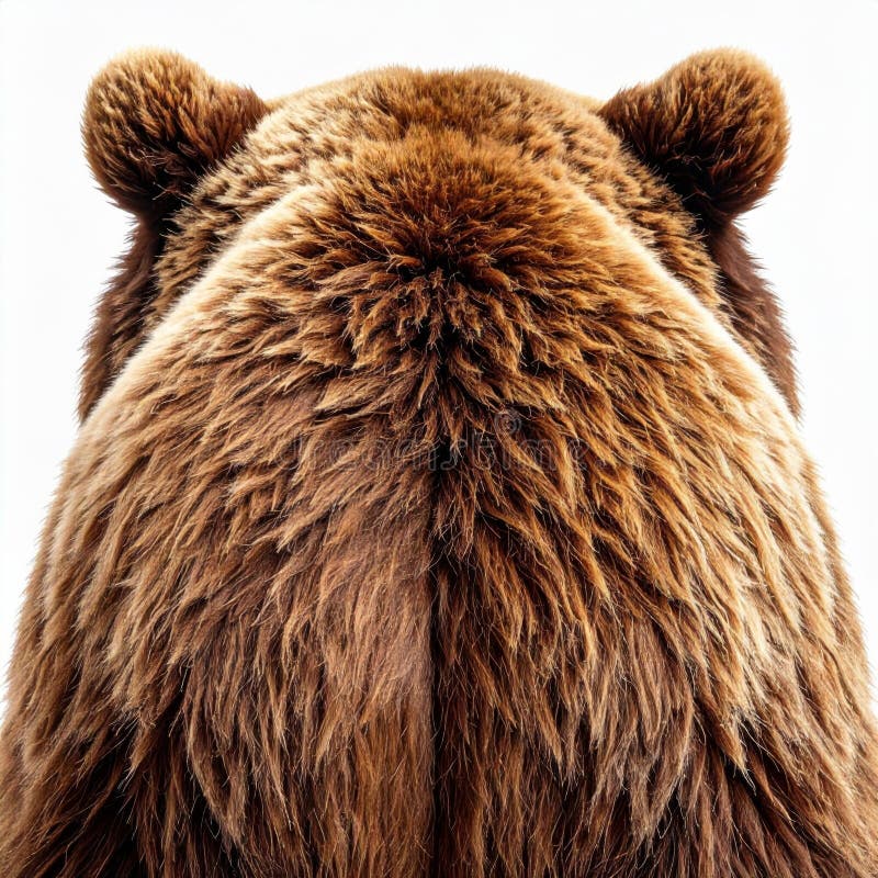 Brown Bear Back View Close Up Winter Snow Stock Illustration ...