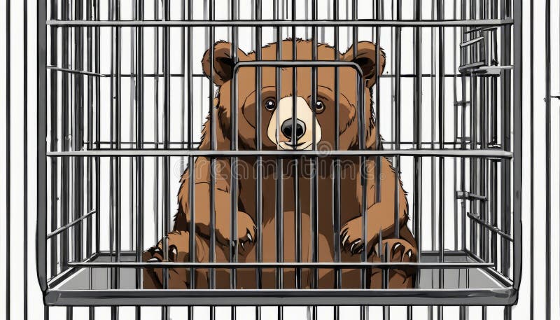 A brown bear in a cage stock illustration. Illustration of wildlife ...