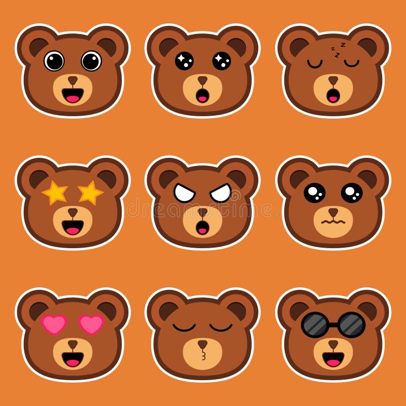 Brown Bear Emoticon Illustration Graphic Stock Vector - Illustration of love, brown: 248124450