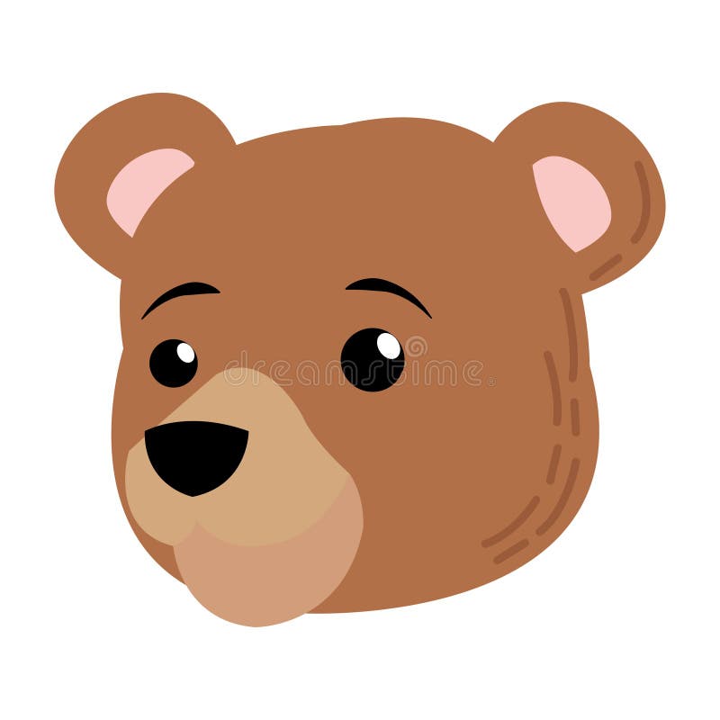 Brown Bear Face Cartoon. Vector Stock Illustration - Illustration of ...