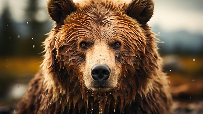 Brown Bear and Landscape, Nice Beautiful Scenery Stock Image - Image of ...