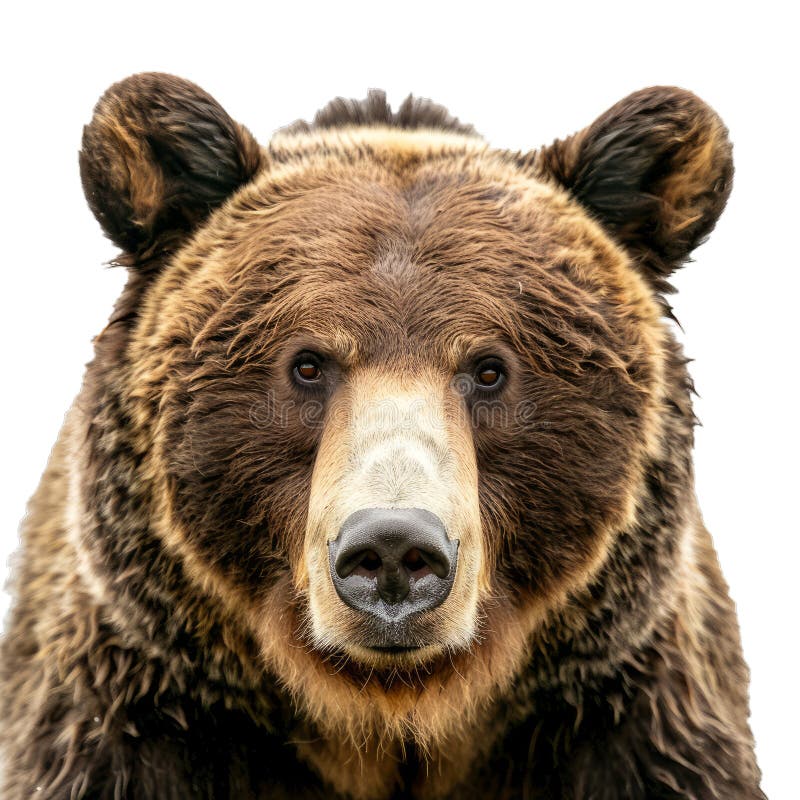 Portrait Brown Bear Staring Directly Camera White Background Stock ...