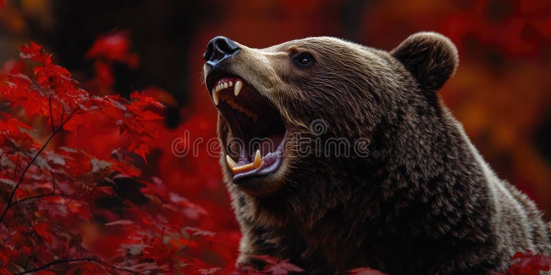 Brown bear with open mouth stock photo. Image of creatures - 380206368