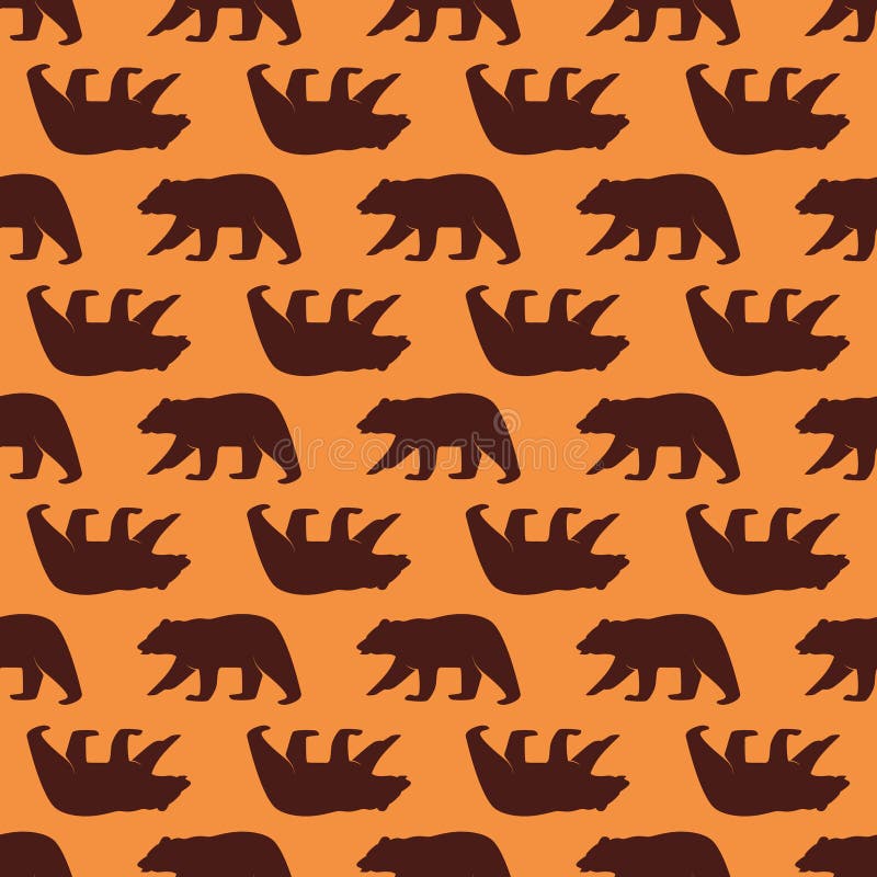 Brown Bear Repeat Pattern on Orange Background Stock Vector ...