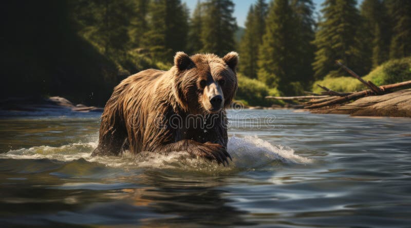 Brown bear in the river, stock photo. Image of bear - 306967306