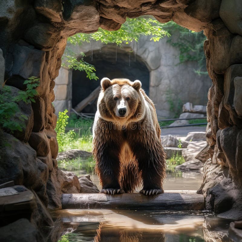 Brown Bear Speaks Good Bye Made with Generative AI Illustration Stock ...