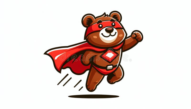 Brown Bear Superhero in Red Cape Pixel Art Illustration Stock ...