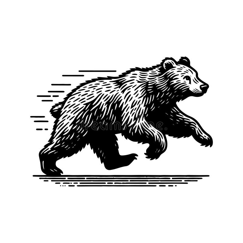 Brown Bear in Vintage Rustic Style Vector Icon Illustration. Stock ...