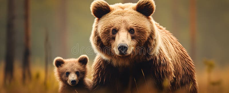 Brown Bears, mom and baby stock image. Image of love - 334637697