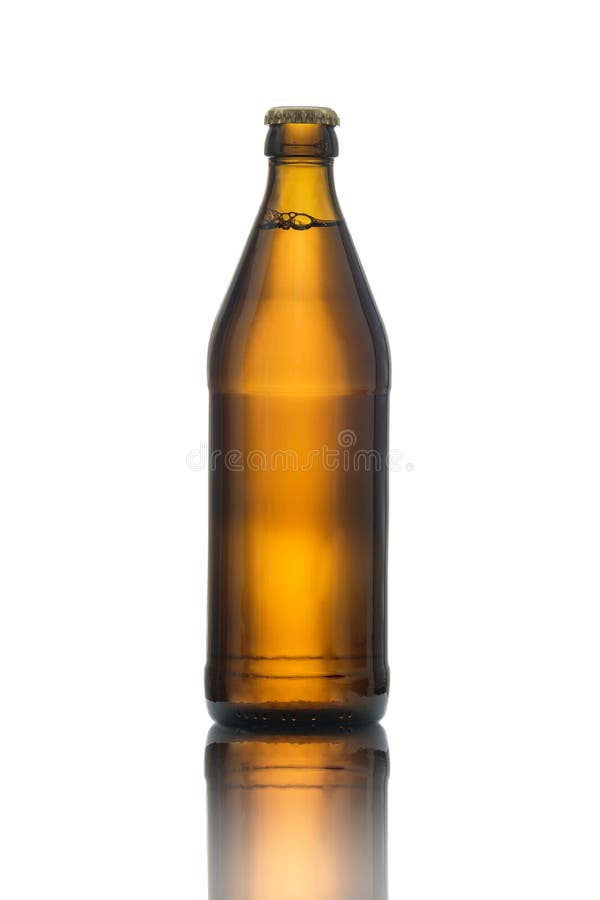 Brown Beer Bottle in Back Lit Stock Photo - Image of malt, evening ...