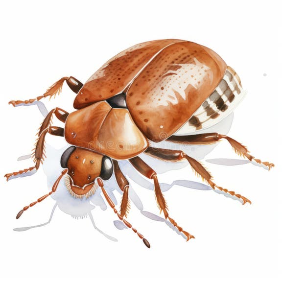 Hyper-realistic Watercolor Painting of a Brown Beetle on White ...
