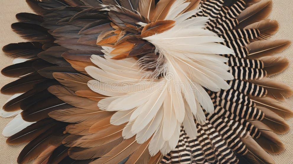 Brown and Beige Bird Feathers Arranged in a High Quality Image Stock ...
