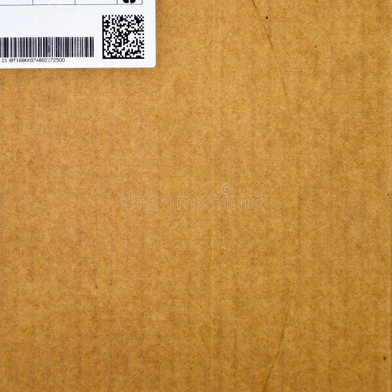 Brown and Beige Colored Corrugated Cardboard, Warning Signs, Barcode ...