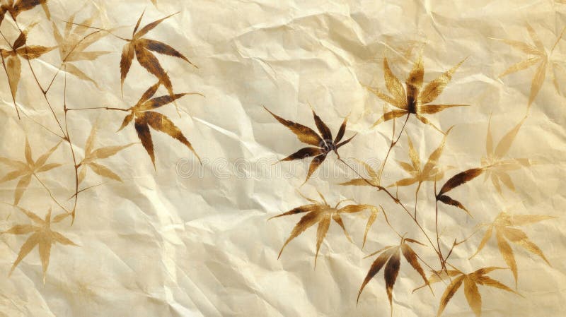 Brown and Beige Maple Leaves on Crumpled Paper Background Stock ...