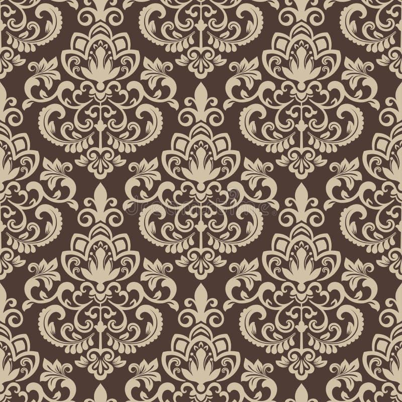 Brown and Beige Vintage Wallpaper Pattern Stock Vector - Illustration ...