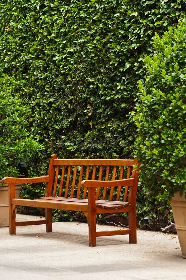 Brown Bench Front and Center Stock Photo - Image of leaf, furniture ...