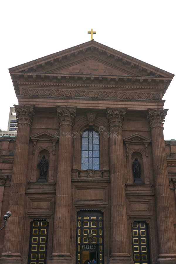 A Brown Church in Philadelphia Stock Photo - Image of cross, church ...