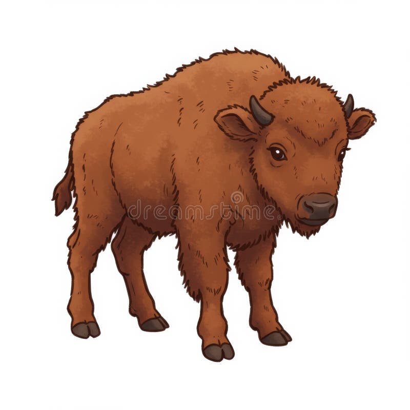 Brown Bison Illustration on White Background Stock Illustration ...