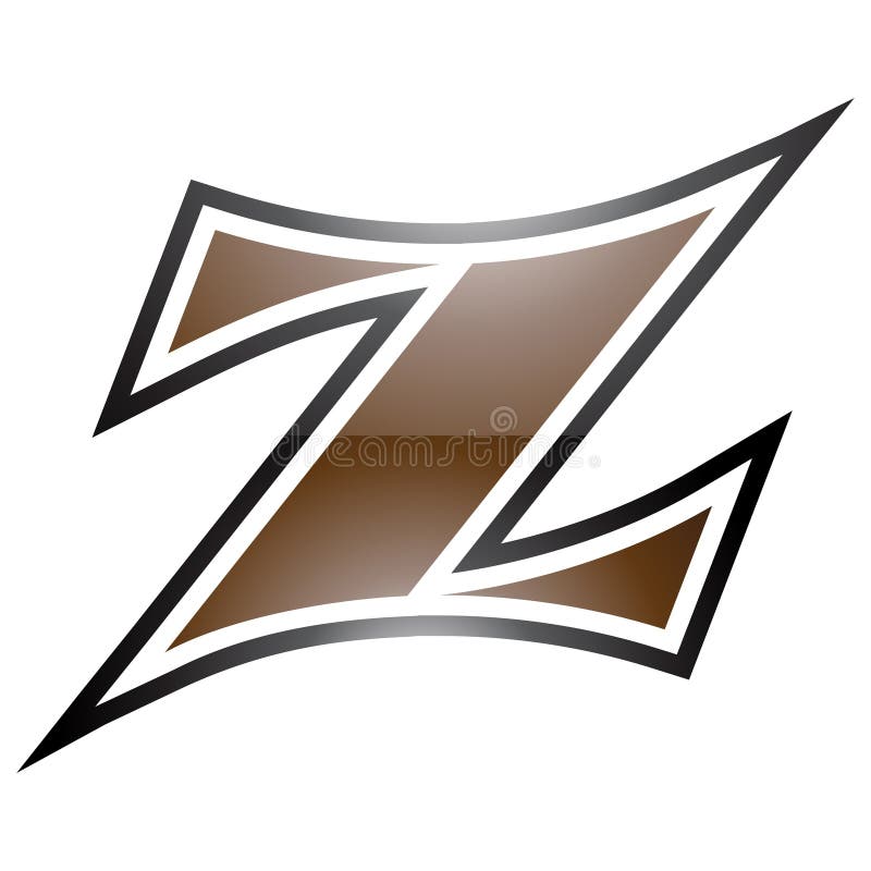 Brown and Black Glossy Arc Shaped Letter Z Icon Stock Vector ...