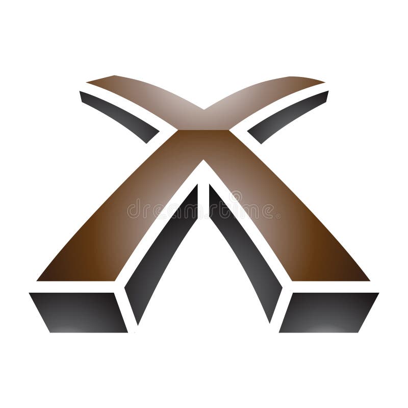 Brown and Black Glossy 3d Shaped Letter X Icon Stock Vector ...