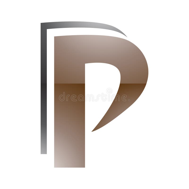 Brown and Black Glossy Layered Letter P Icon Stock Vector ...