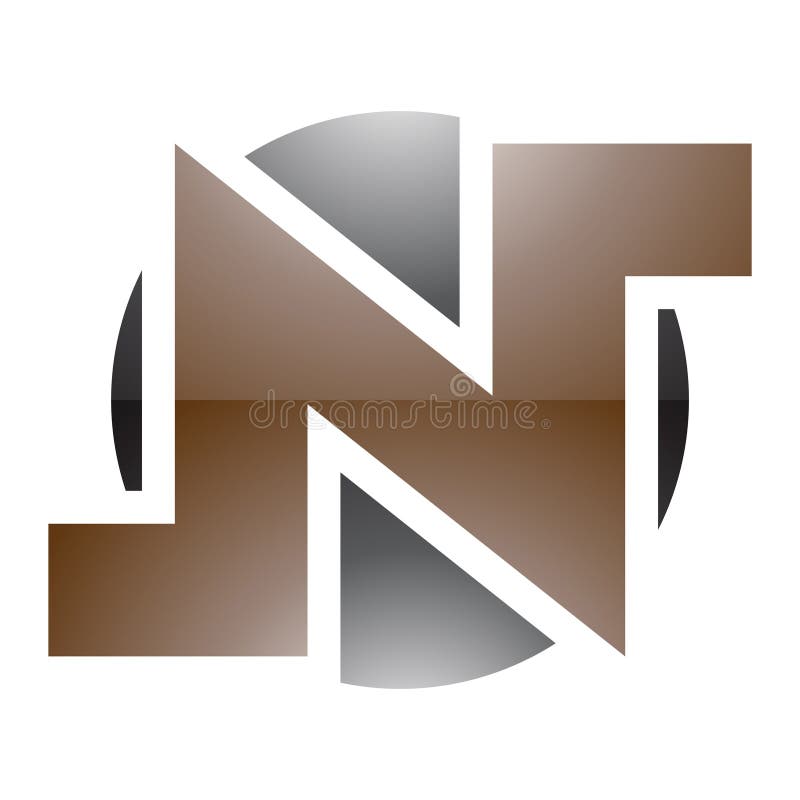 Brown and Black Glossy Round Bold Letter N Icon Stock Vector ...