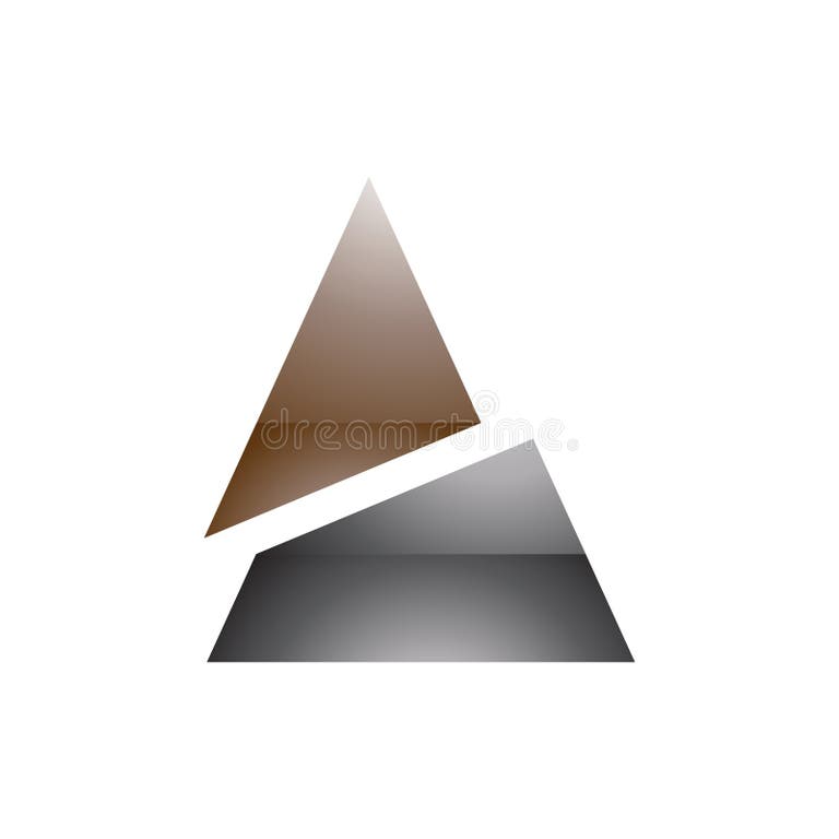 Brown and Black Glossy Split Triangle Shaped Letter a Icon Stock Vector ...