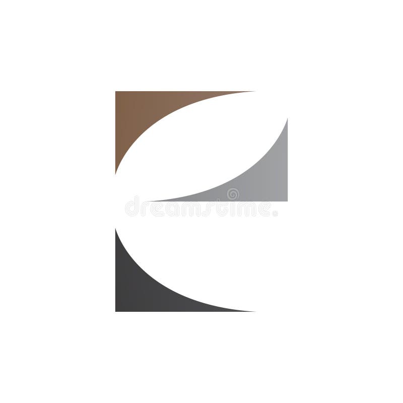 Brown Black and Grey Lowercase Letter E Icon with Curvy Triangles Stock ...