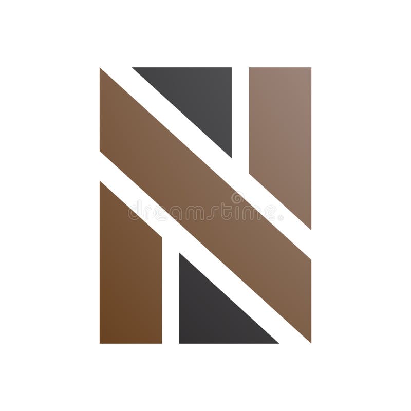 Brown and Black Rectangle Shaped Letter N Icon Stock Vector ...