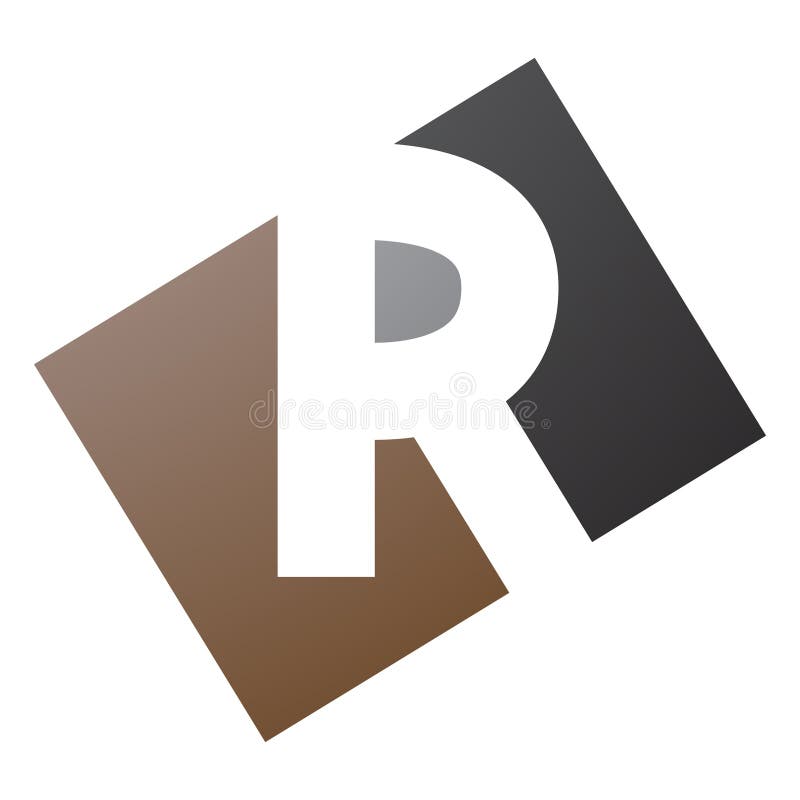 Brown and Black Rectangle Shaped Letter R Icon Stock Vector ...