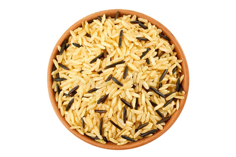 Brown and Black Rice in Ceramic Bowl on White Stock Image - Image of ...