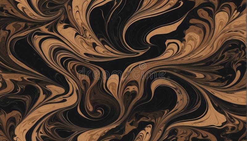 Brown on Black Theme Marbled Paper Design Ai Generated Stock ...